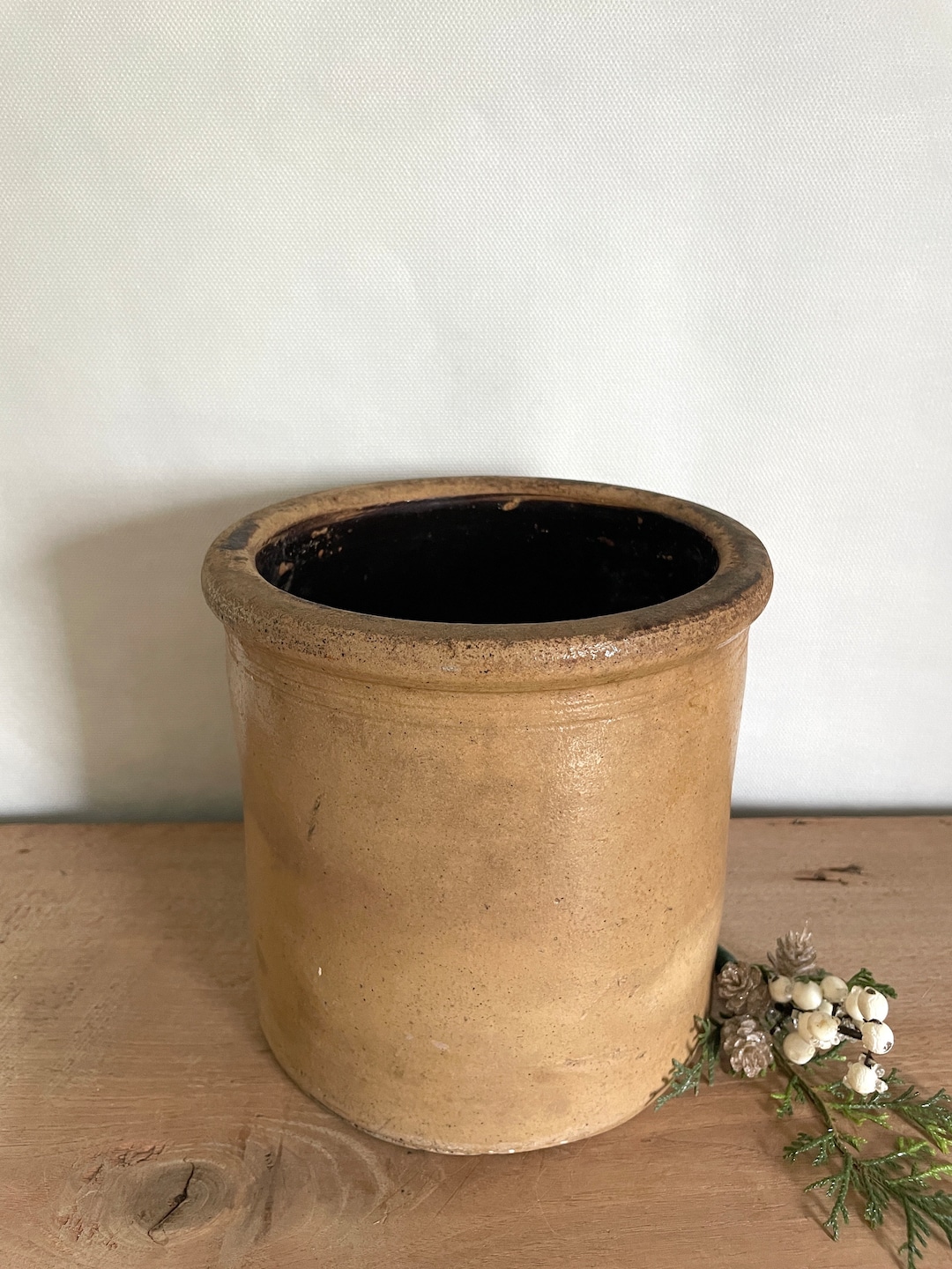 Stoneware Crock, Crock, Utensil Crock, Antique Crock, Primitive Crock ...