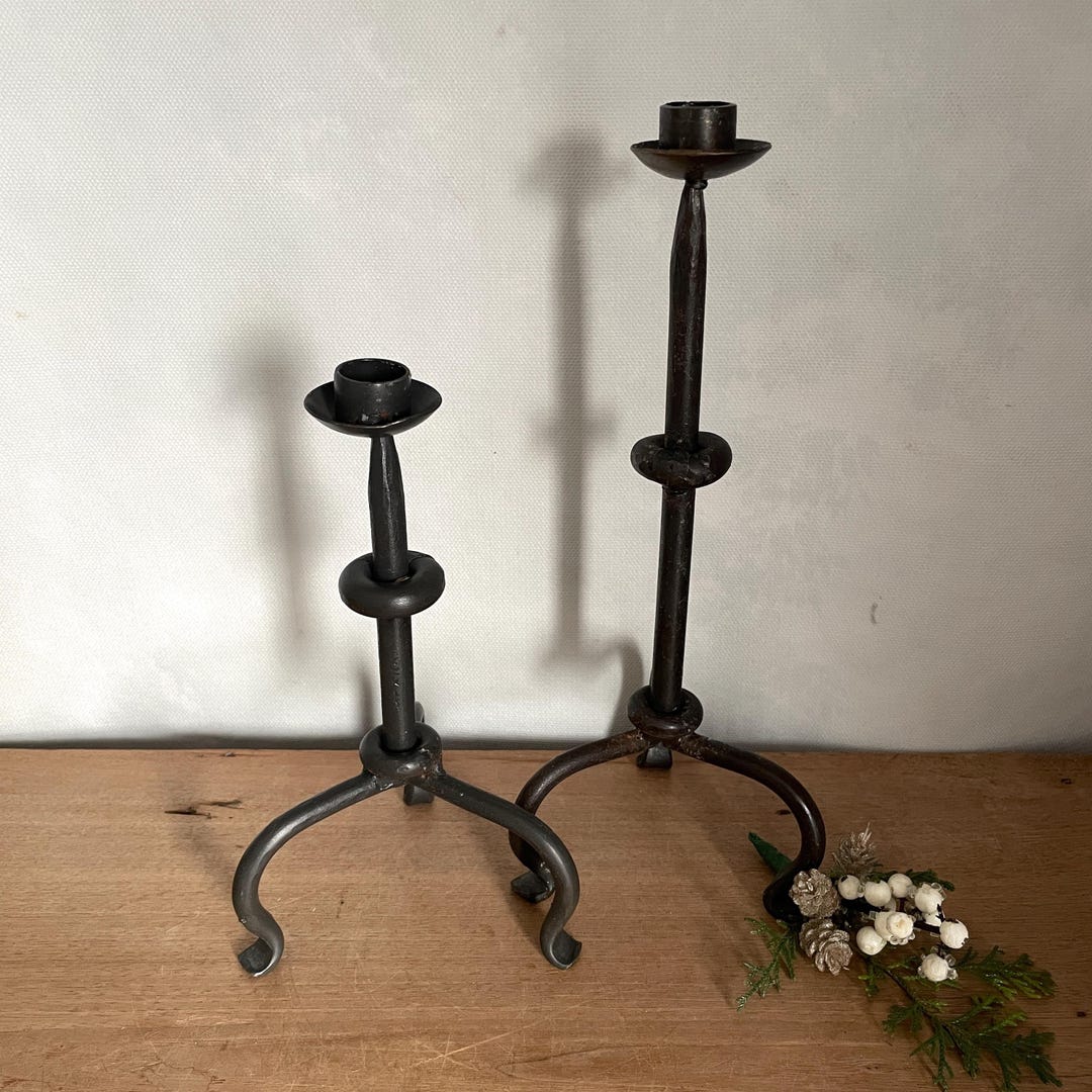Pair of Vintage Black Candlesticks, Vintage Candlesticks, Metal ...