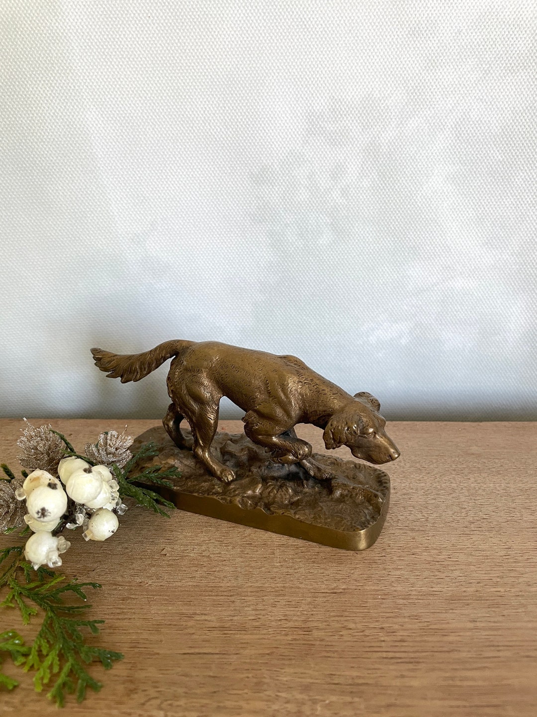 Brass Dog Statue, Brass Dog Figurine, Brass Dog, Vintage Dog, Hunting ...