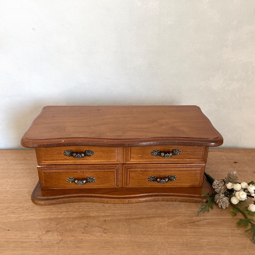 Vintage Wood Jewelry Box Small Jewelry Box Wood Ring Dish Vintage Wood ...