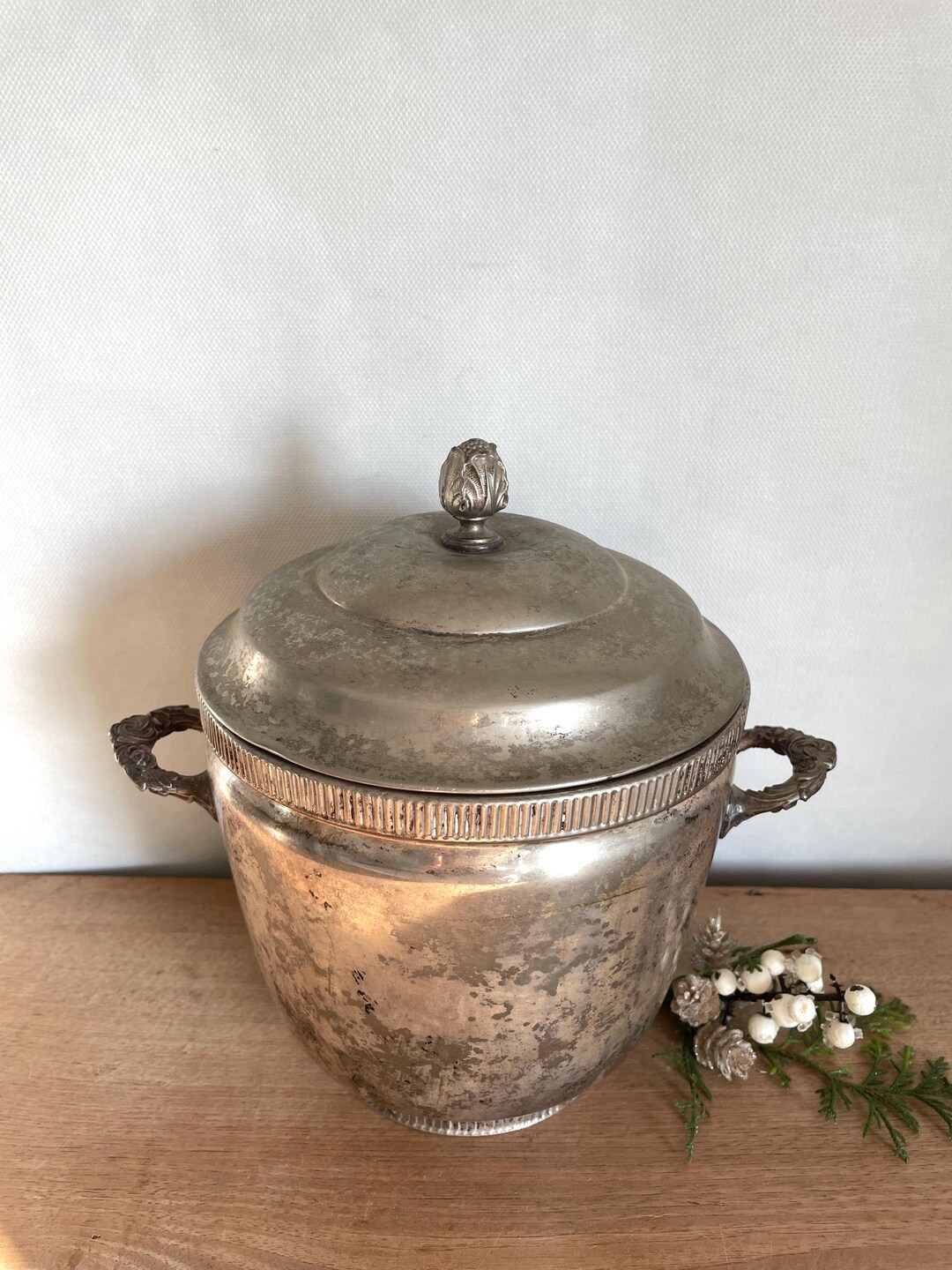 Silver Champagne Bucket, Metal Ice Bucket, Vintage Ice Bucket, Shelf ...