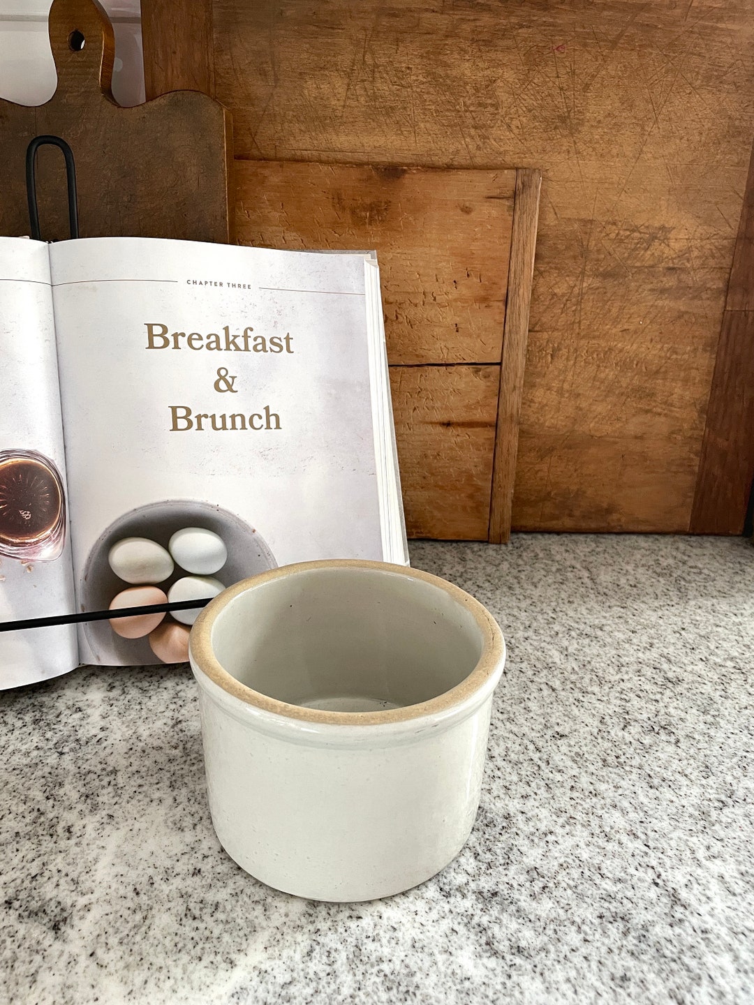 Small Crock, Small White Crock, Stoneware Crock, Antique Crock, Antique ...