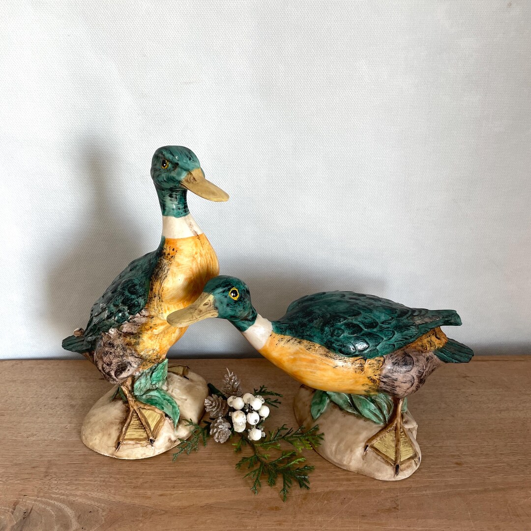 European Handmade Ceramic Ducks, Vintage Pair of Ducks, Vintage Duck ...