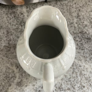 White Pitcher, Small White Pitcher, Vintage Pitcher, Kitchen Pitcher ...