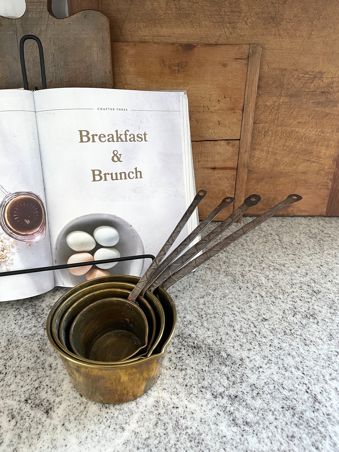 Measuring Cup Dipping Scoop Pourer Brass Measurong Spoon Set of Pans ...