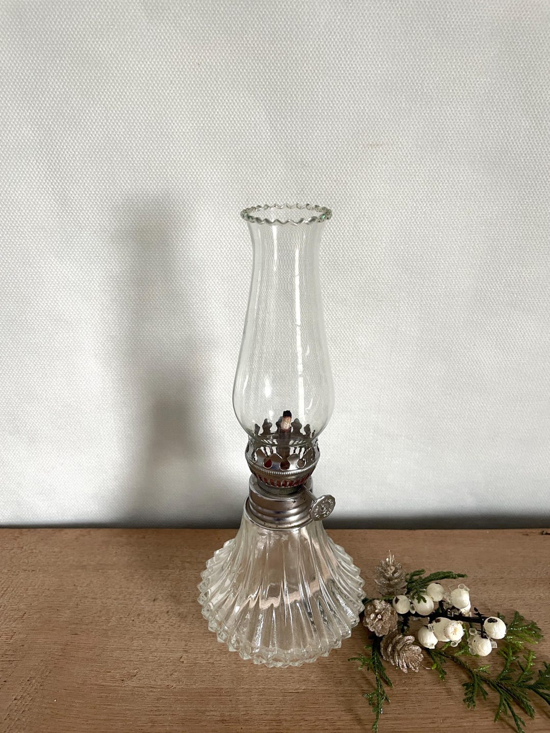 Small Glass Oil Lamp, Oil Lamp, Vintage Oil Lamp, Glass Oil Lamp, Lamp ...
