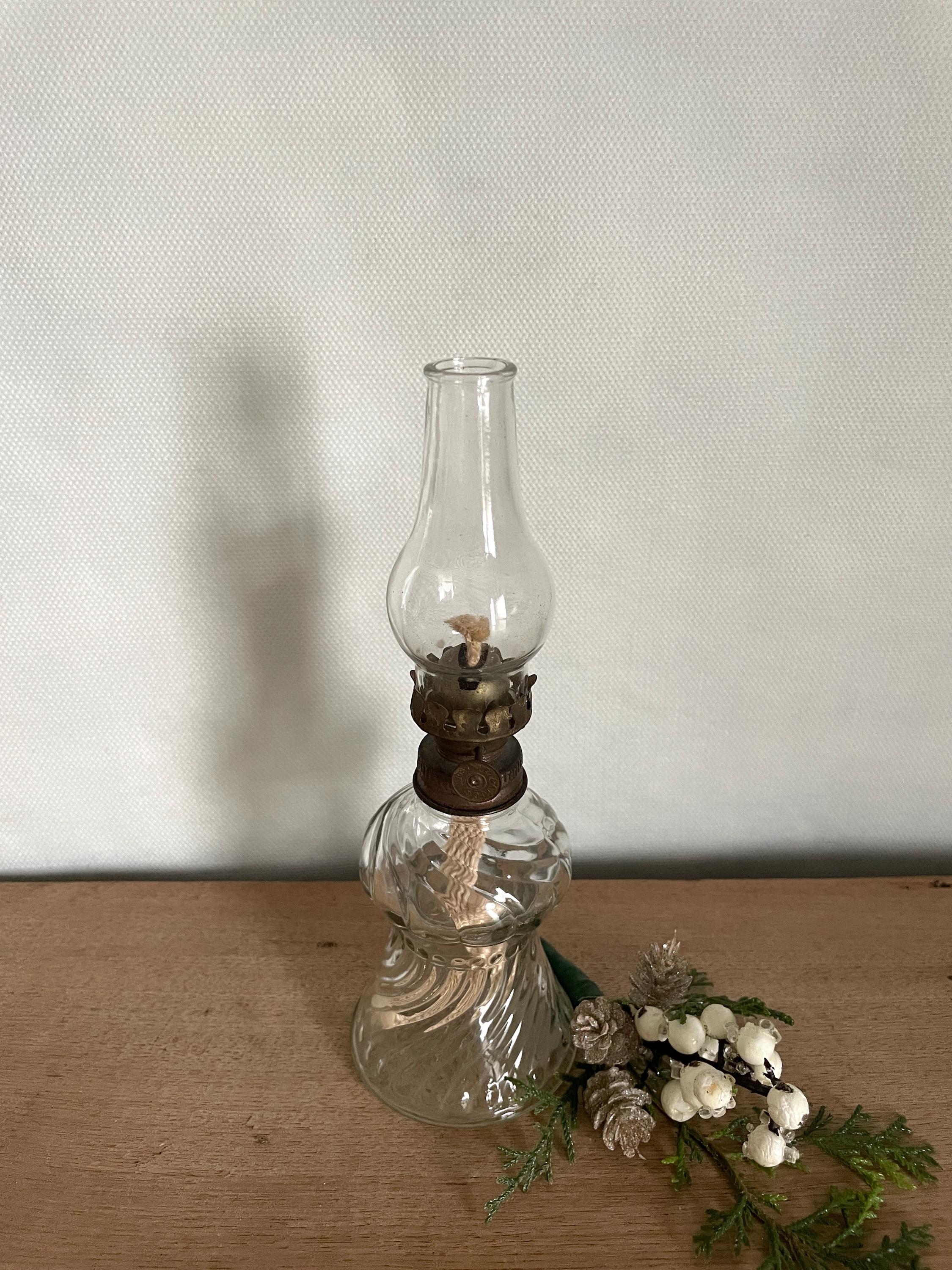 Small Glass Oil Lamp, Oil Lamp, Vintage Oil Lamp, Glass Oil Lamp, Lamp ...