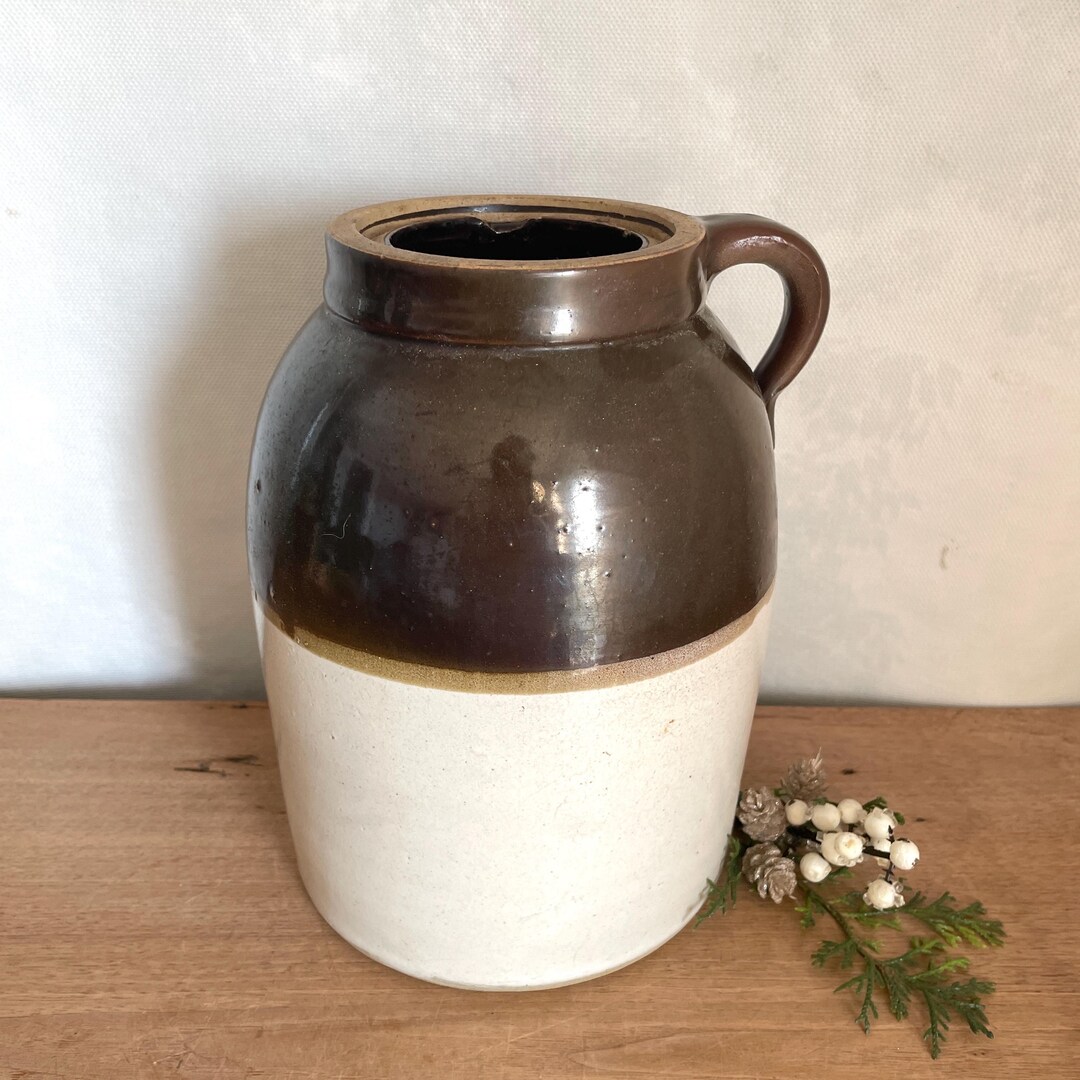 Vintage Stoneware Jug - Rustic Farmhouse Kitchen Decor - Primitive ...