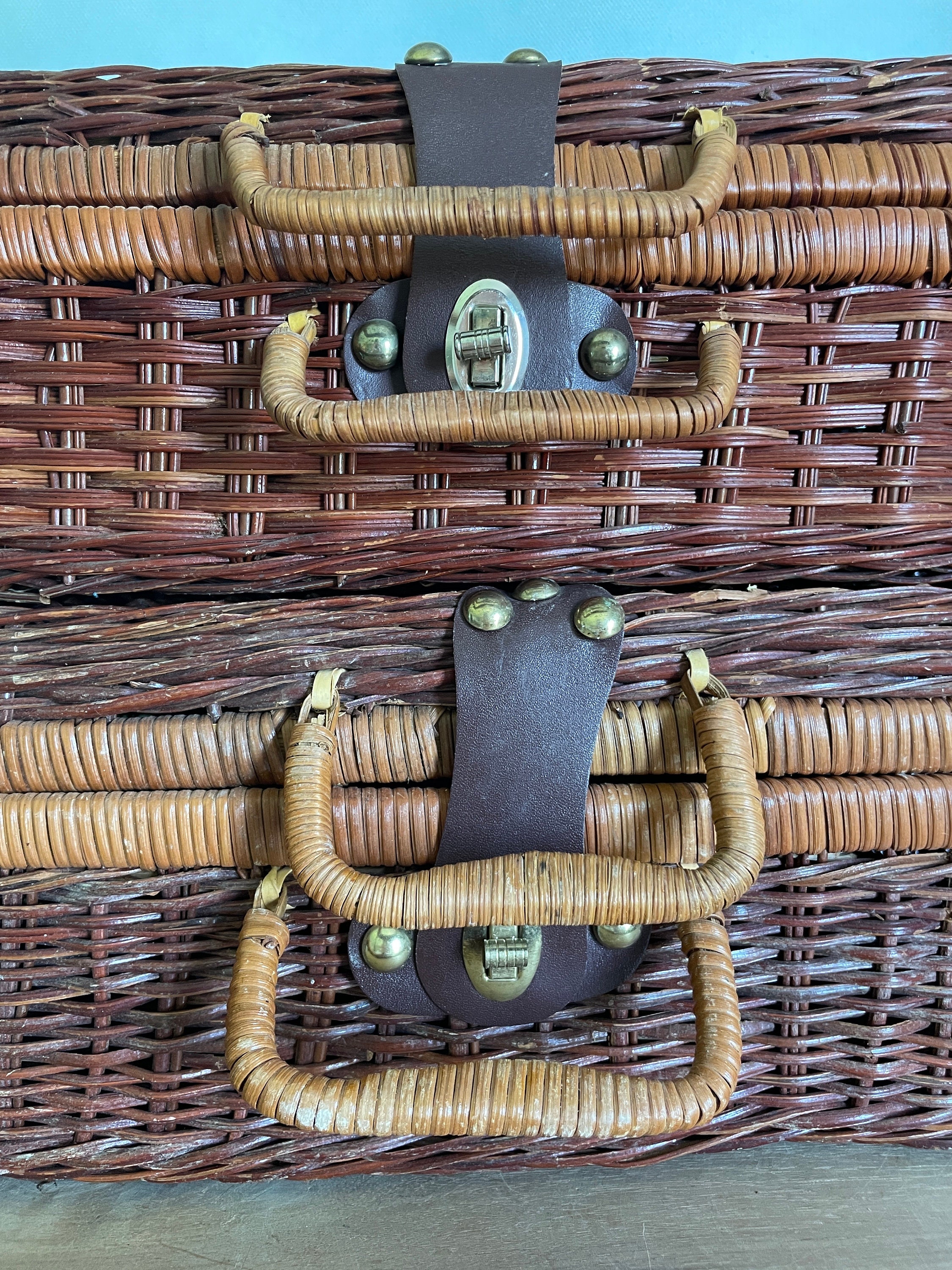 Picnic Basket Wicker Basket Woven Basket Storage Basket Handmade Basket ...