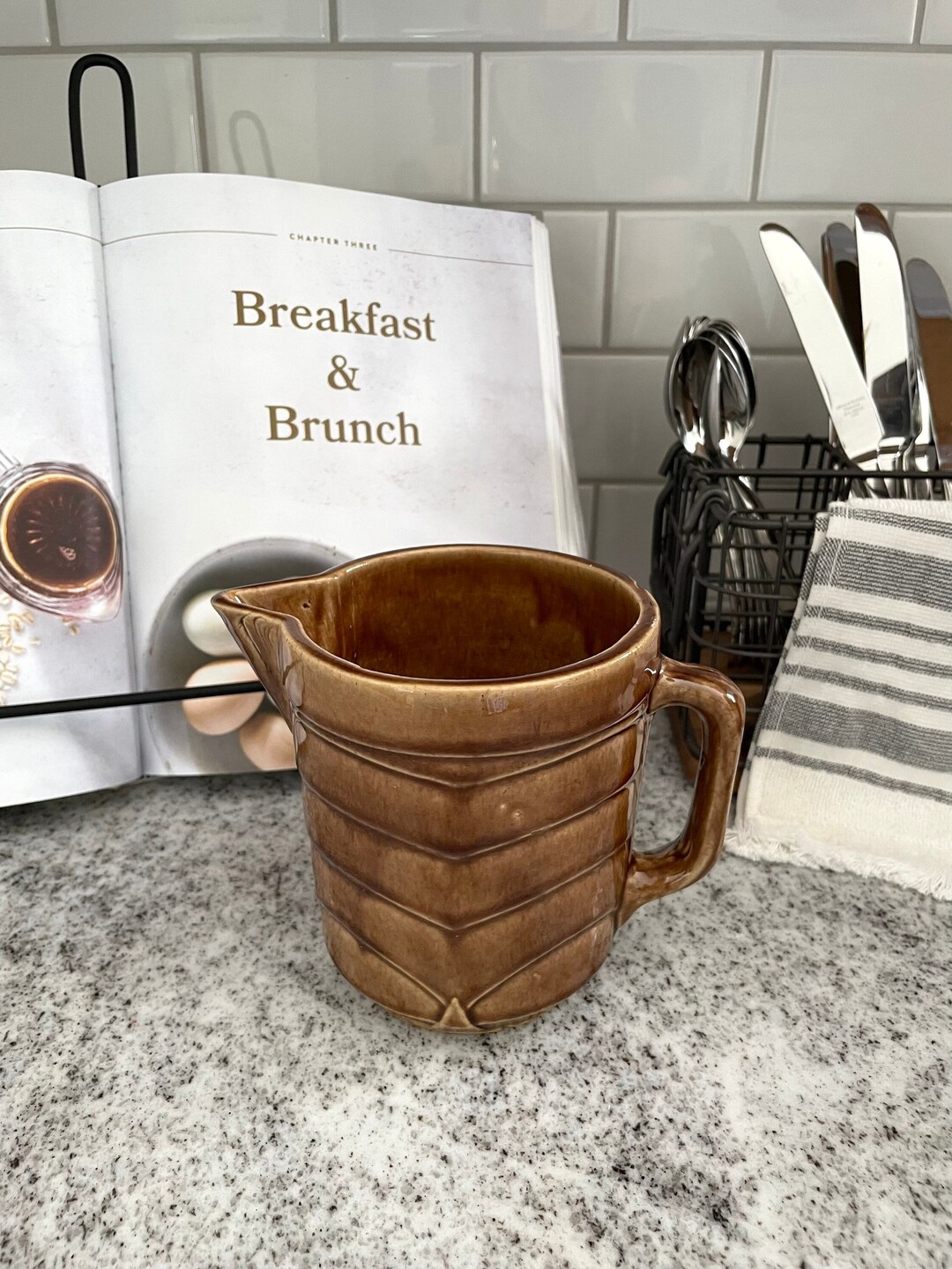 Vintage Pitcher, Vintage Pottery Pitcher, Tan Pitcher, Carmel Pitcher ...