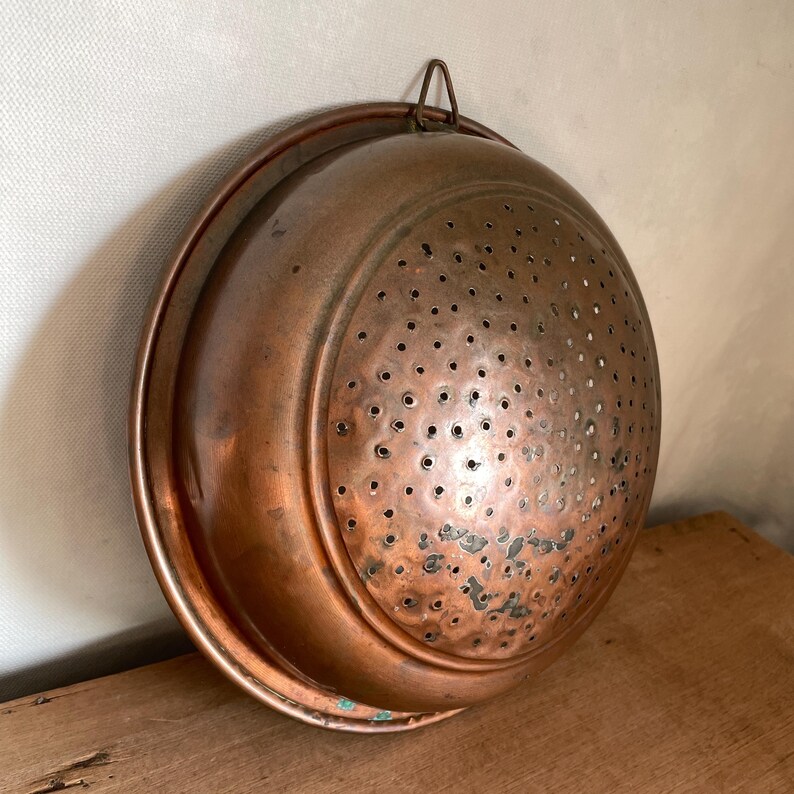 Vintage Copper Colander Sieve, French Country Kitchen Decor, Copper ...