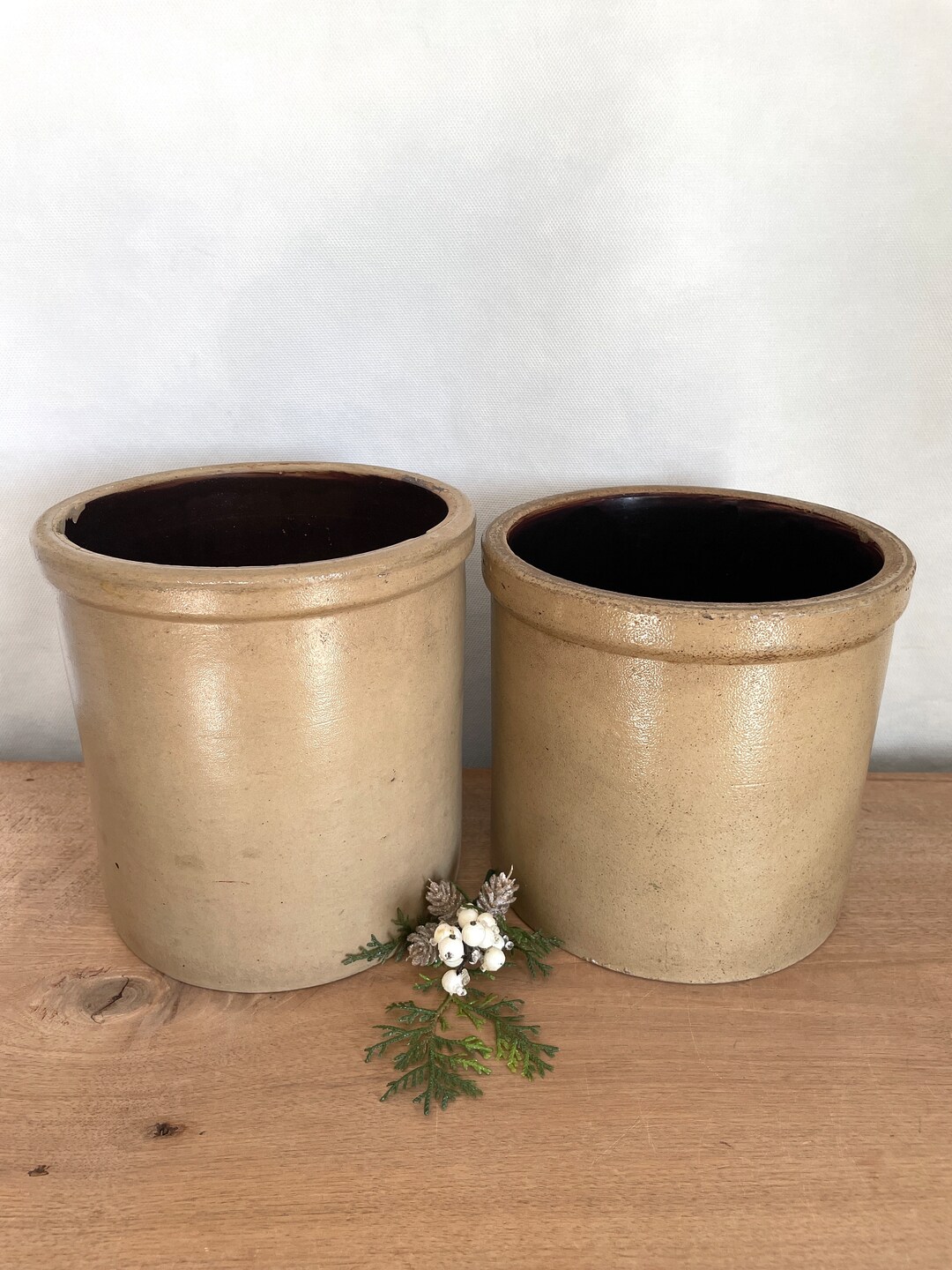 Antique Stoneware Crock, Stoneware Crock, Utensil Crock, Vintage Crock ...