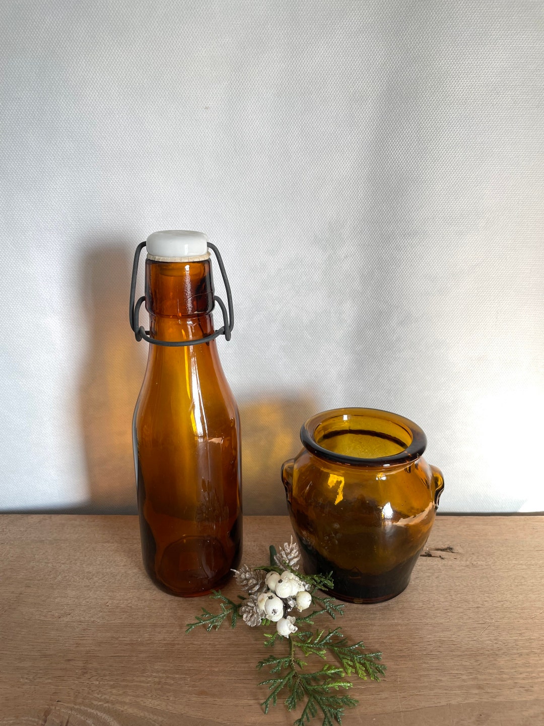 Amber Bottle, European Crock, Glass Crock, Amber Glass Bottle, Vintage ...