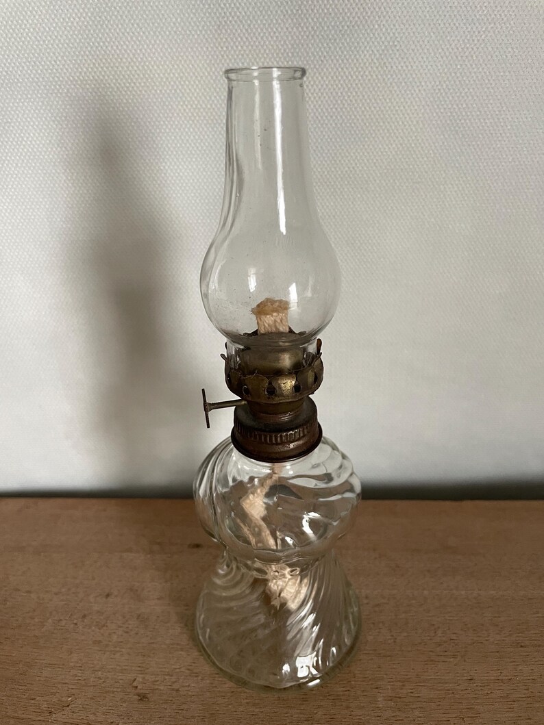 Small Glass Oil Lamp, Oil Lamp, Vintage Oil Lamp, Glass Oil Lamp, Lamp ...