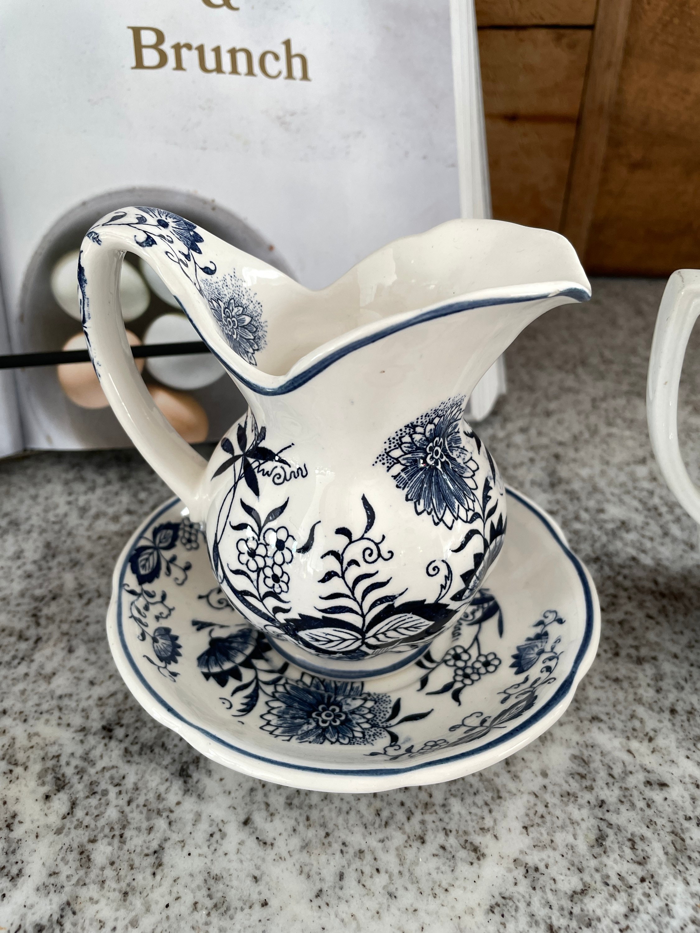 Blue and White Pitcher Pitcher and Saucer Creamer Vintage - Etsy