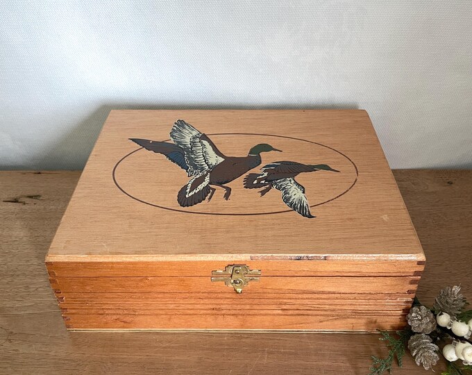 Wood Cigar Box Vintage Wood Box Vintage Duck Cigar Box Shelf Decor ...