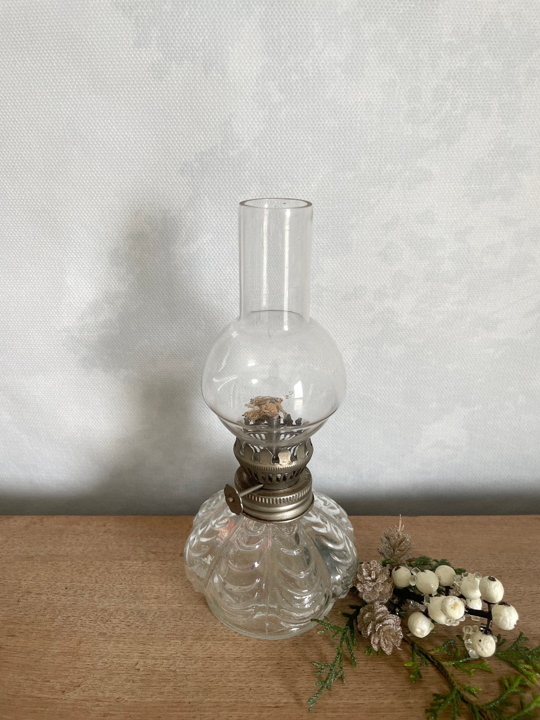 Small Glass Oil Lamp, Oil Lamp, Vintage Oil Lamp, Glass Oil Lamp, Lamp ...
