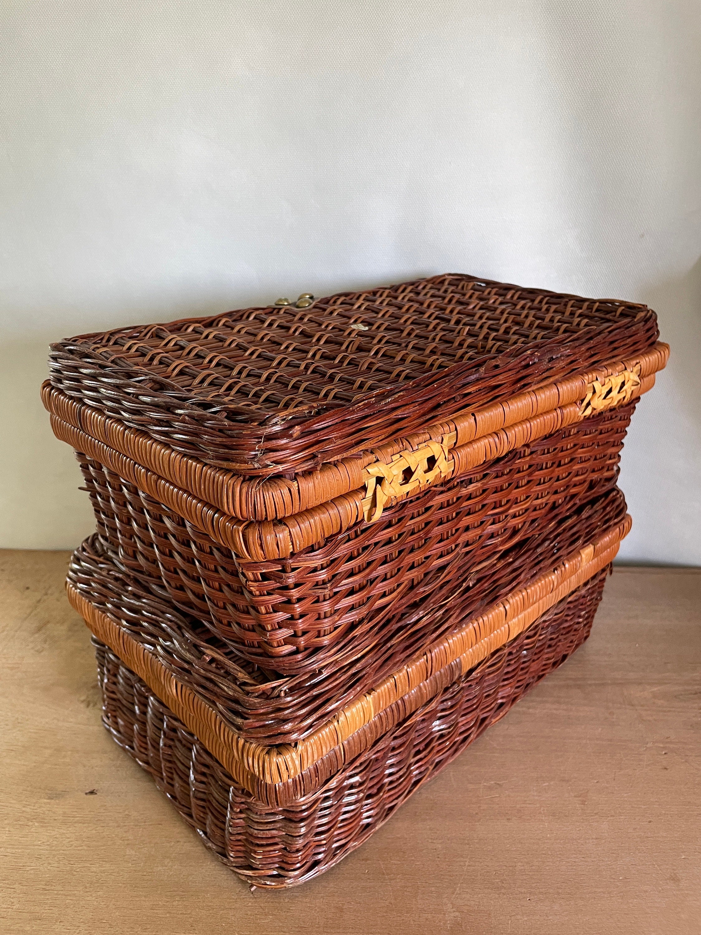 Picnic Basket Wicker Basket Woven Basket Storage Basket Handmade Basket ...