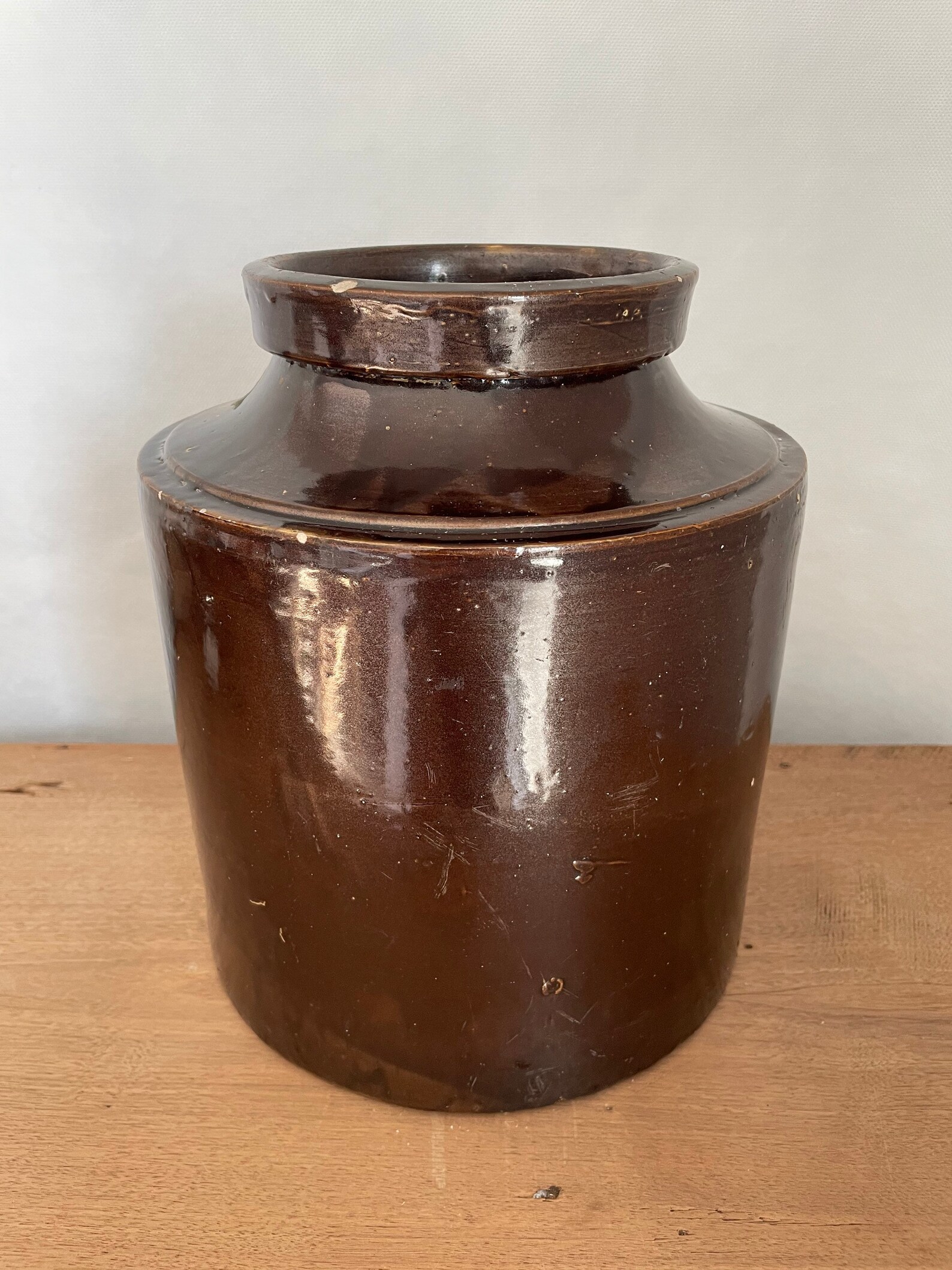 Large Vintage Brown Stoneware Crock Large Crock Utensil | Etsy