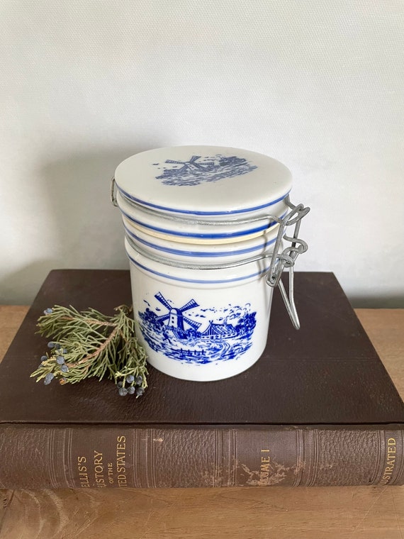 Vintage Cheese Crock Vintage Jam Crock Blue and White Cheese - Etsy