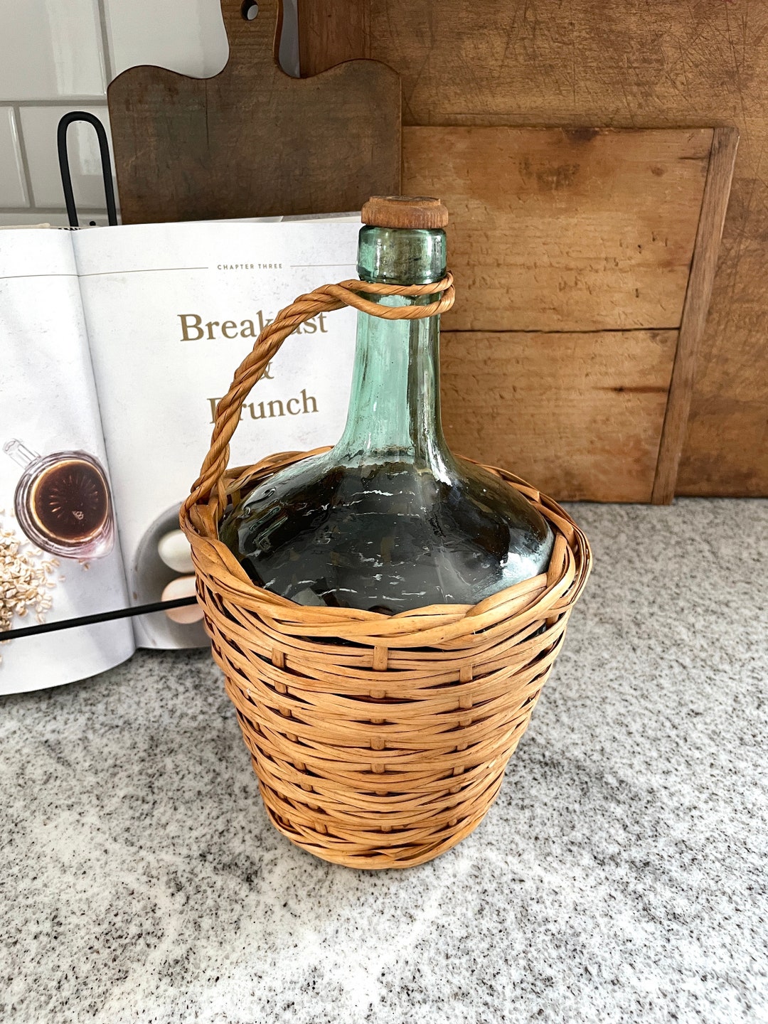 Demijohn, Glass Bottle With Cork, Glass Bottle, Vintage Bottle, Whicker ...