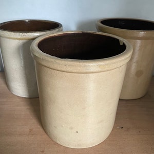 Antique Stoneware Crock, Cream Crock, Utensil Crock, Kitchen Decor ...