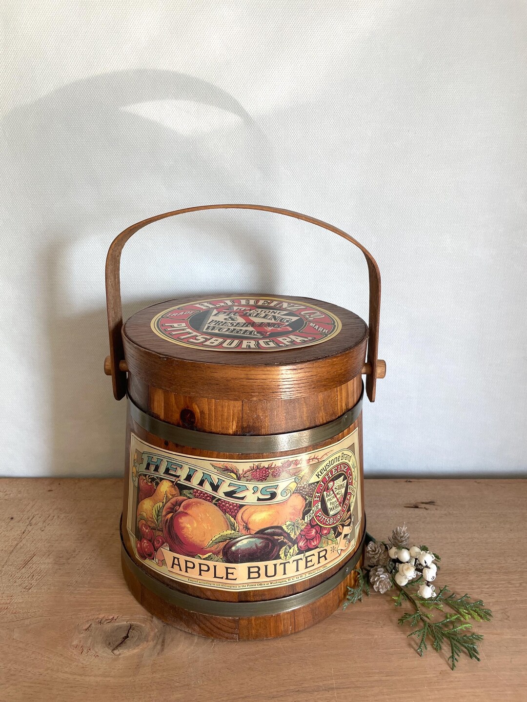 Vintage Apple Butter Bucket, Wood Firkin Bucket, Wood Bucket, Barrel ...