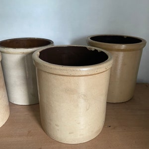 Antique Stoneware Crock, Cream Crock, Utensil Crock, Kitchen Decor ...