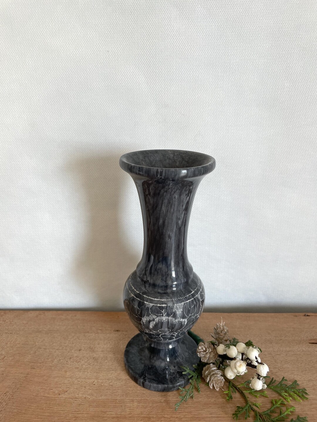 Gray Marble Vase, Marble Vase, Coffee Table Decor, Console Decor ...