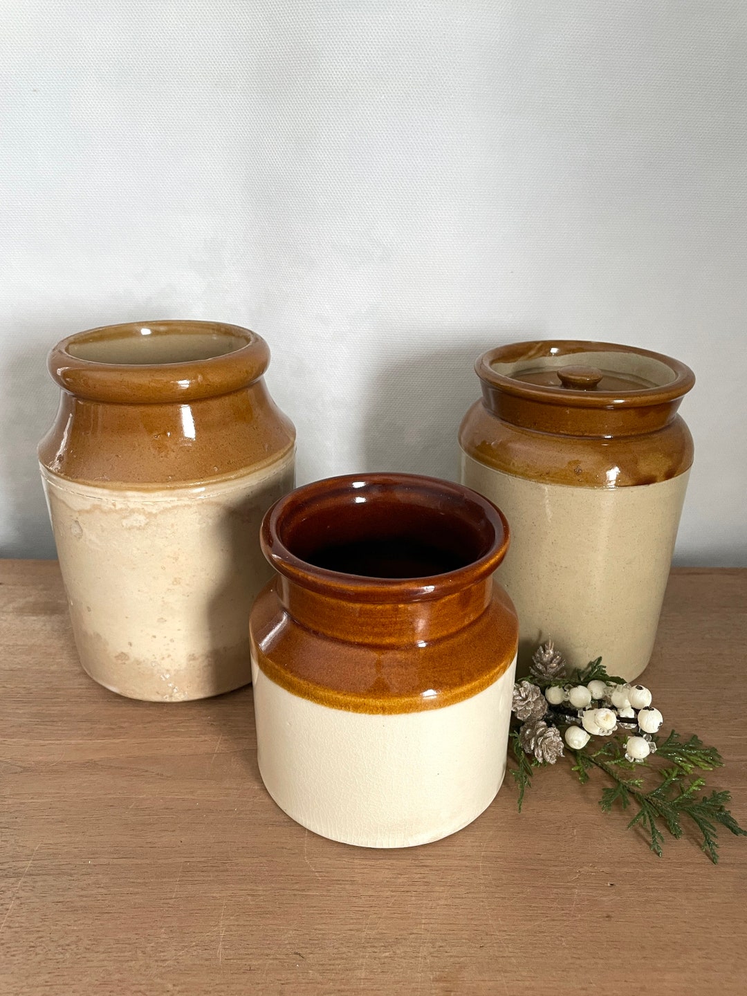 European Crock Mustard Dipped Crock Stoneware Jar Utensil - Etsy