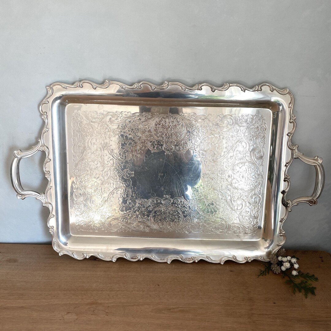 Silver Tray, Silver Serving Tray, Coffee Table Decor, Side Table Decor ...