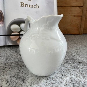White Pitcher, Small White Pitcher, Vintage Pitcher, Kitchen Pitcher ...
