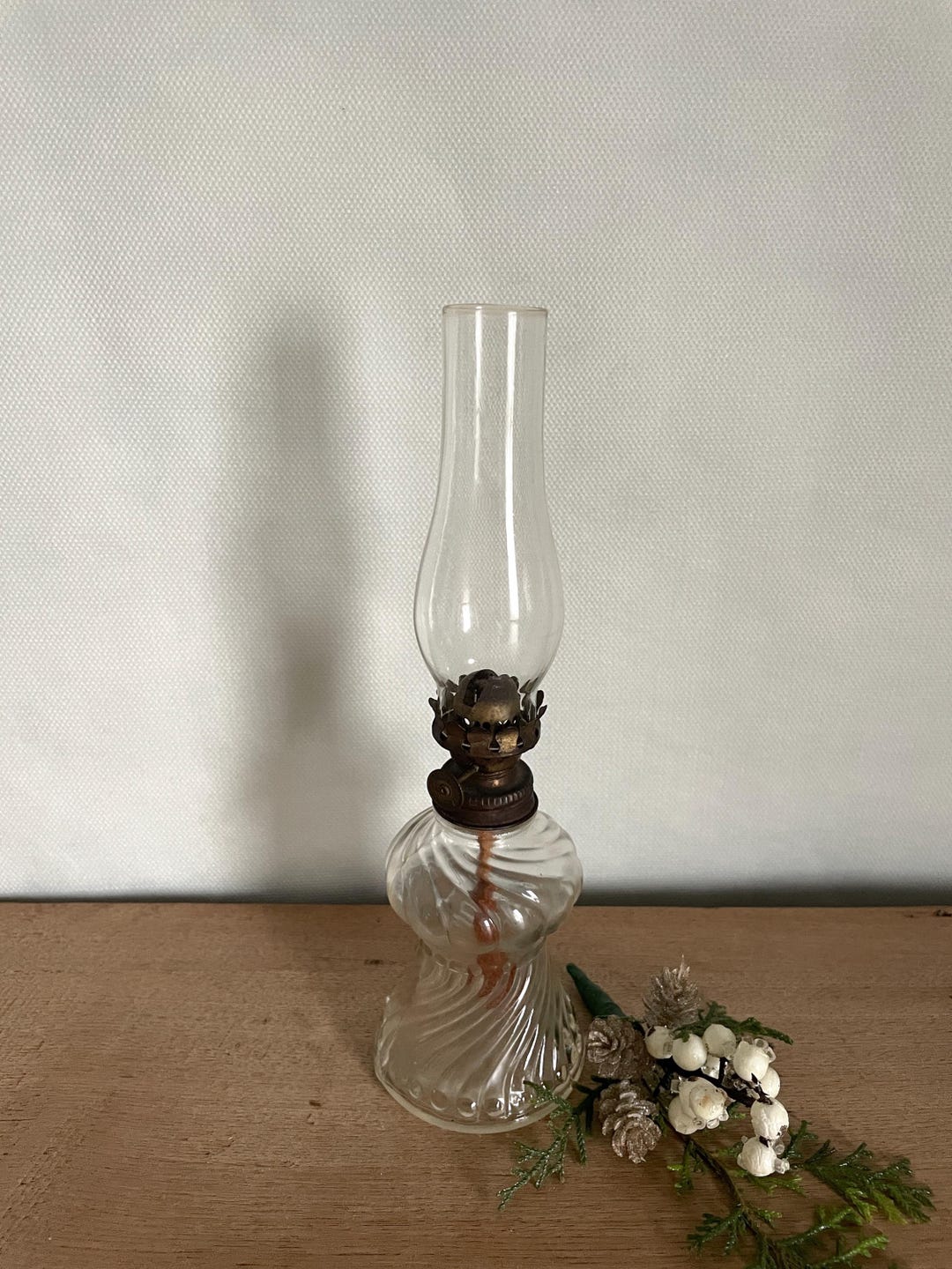 Small Glass Oil Lamp, Oil Lamp, Vintage Oil Lamp, Glass Oil Lamp, Lamp ...
