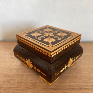 Vintage Wood Inlay Box Small Jewelry Box Wood Ring Dish Vintage Wood Box Storage Shelf Decor ...