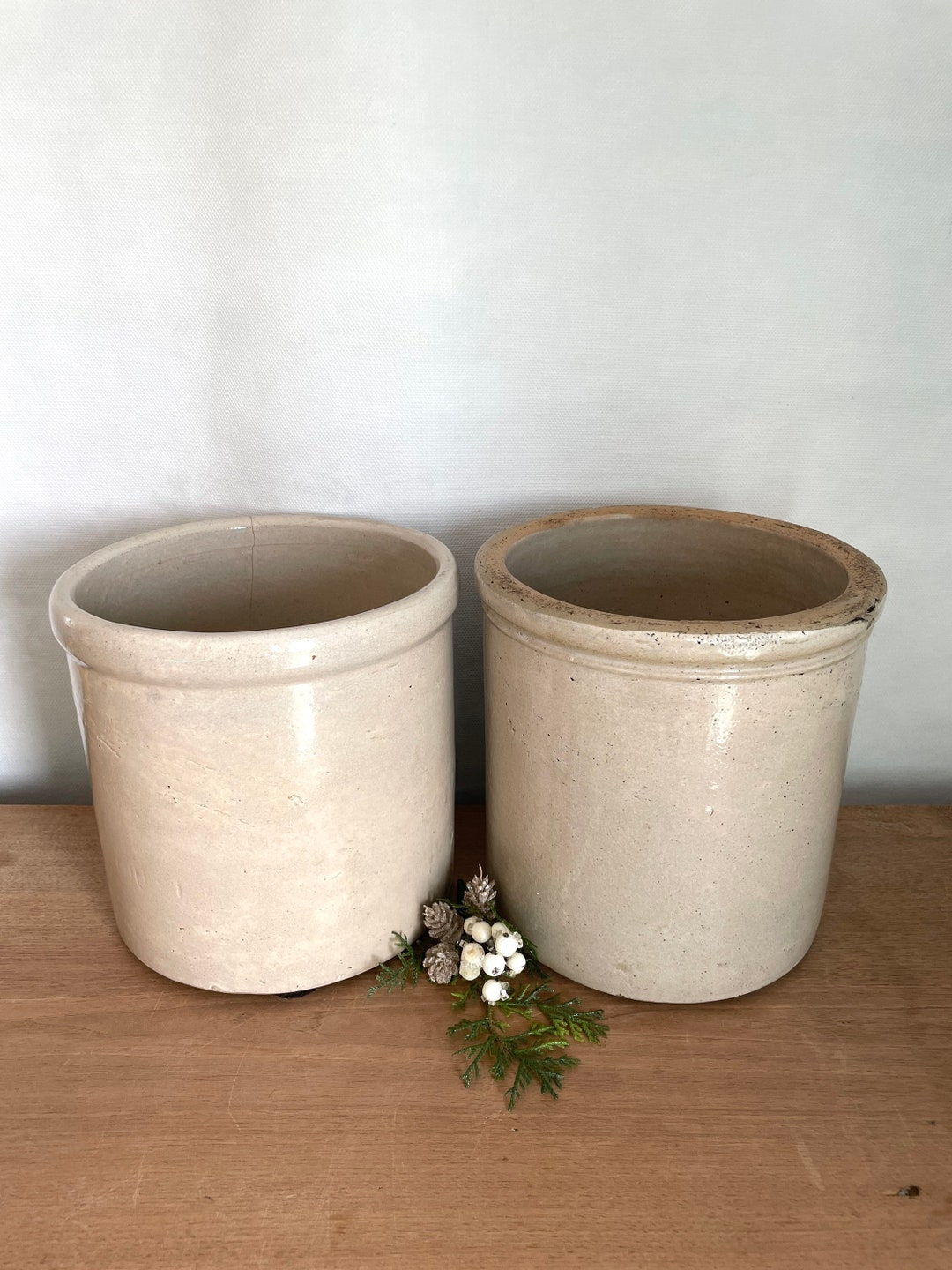 White Crock, Stoneware Crock, Ute Silver Crock, Vintage Crock, Antique ...