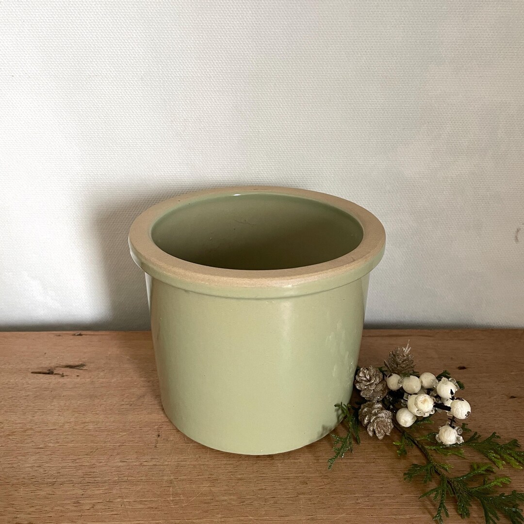 Small Green Crock, Green Crock, Vintage Crock, Green Bowl, Kitchen ...
