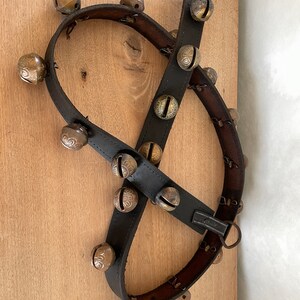 Antique Sleigh Bells on Leather Strap, Antique Leather Sleigh Bells ...