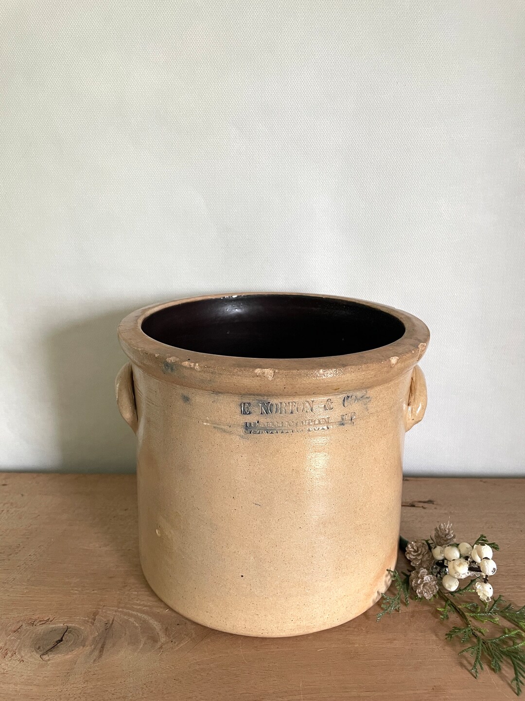 Salt Glazed Crock, Crock With Handles, Utensil Crock, Crock, Old ...
