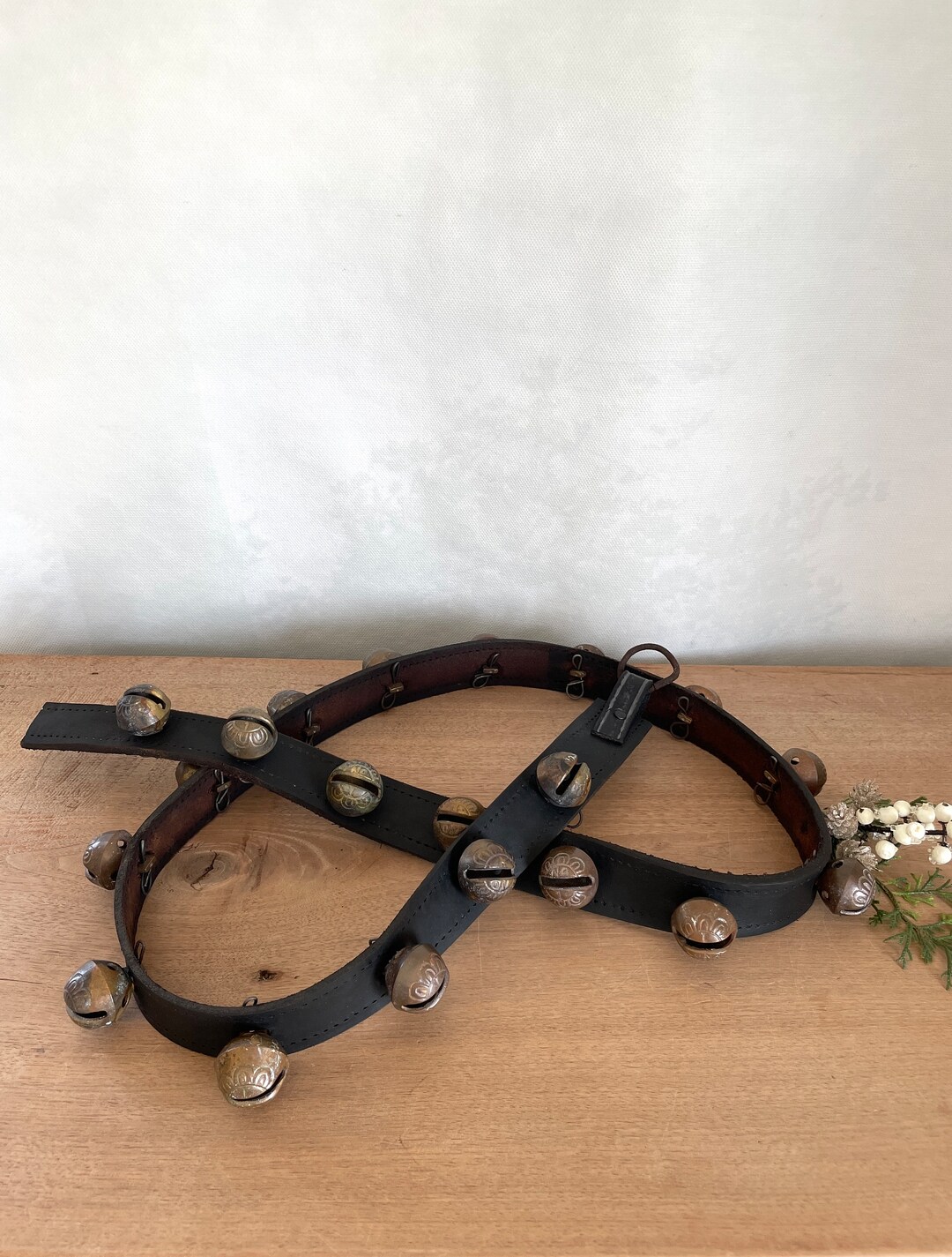 Antique Sleigh Bells on Leather Strap, Antique Leather Sleigh Bells ...