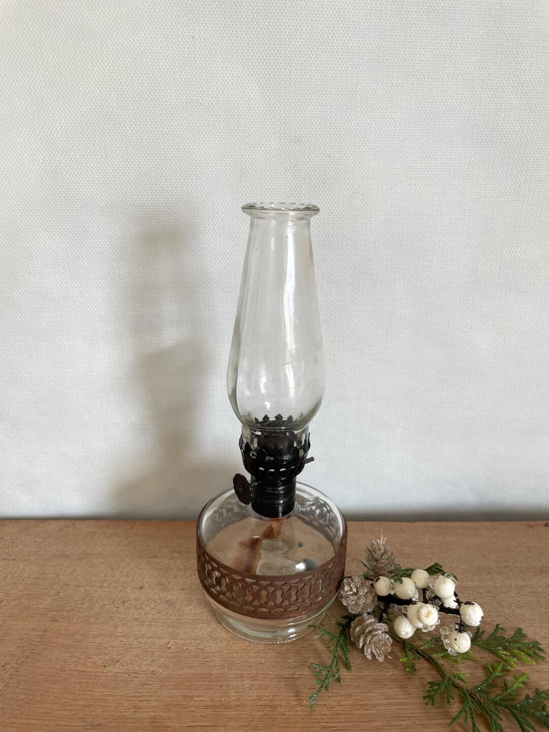Small Glass Oil Lamp, Oil Lamp, Vintage Oil Lamp, Glass Oil Lamp, Lamp ...