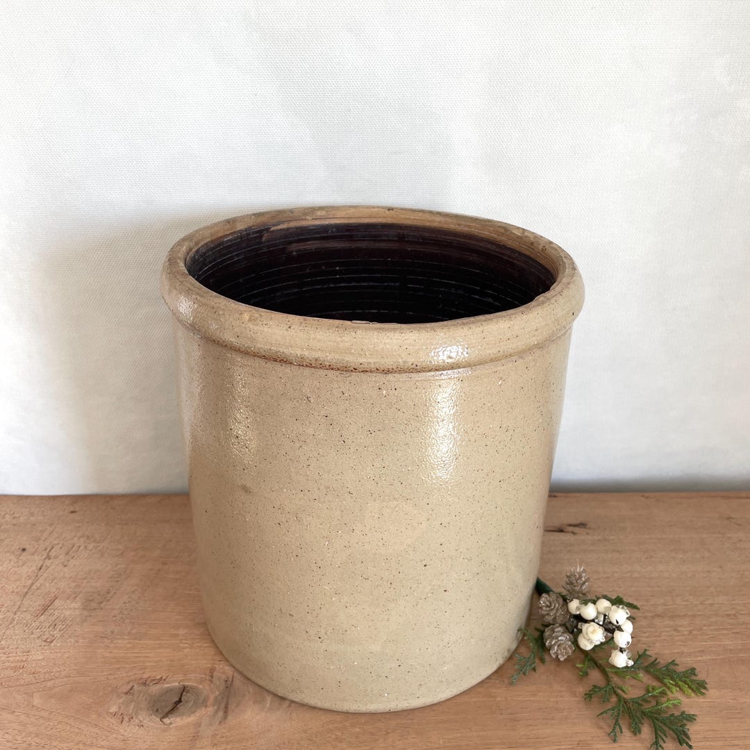 Large Stoneware Crock, 2 Gallon Salt Glazed Crock, Antique Stoneware ...