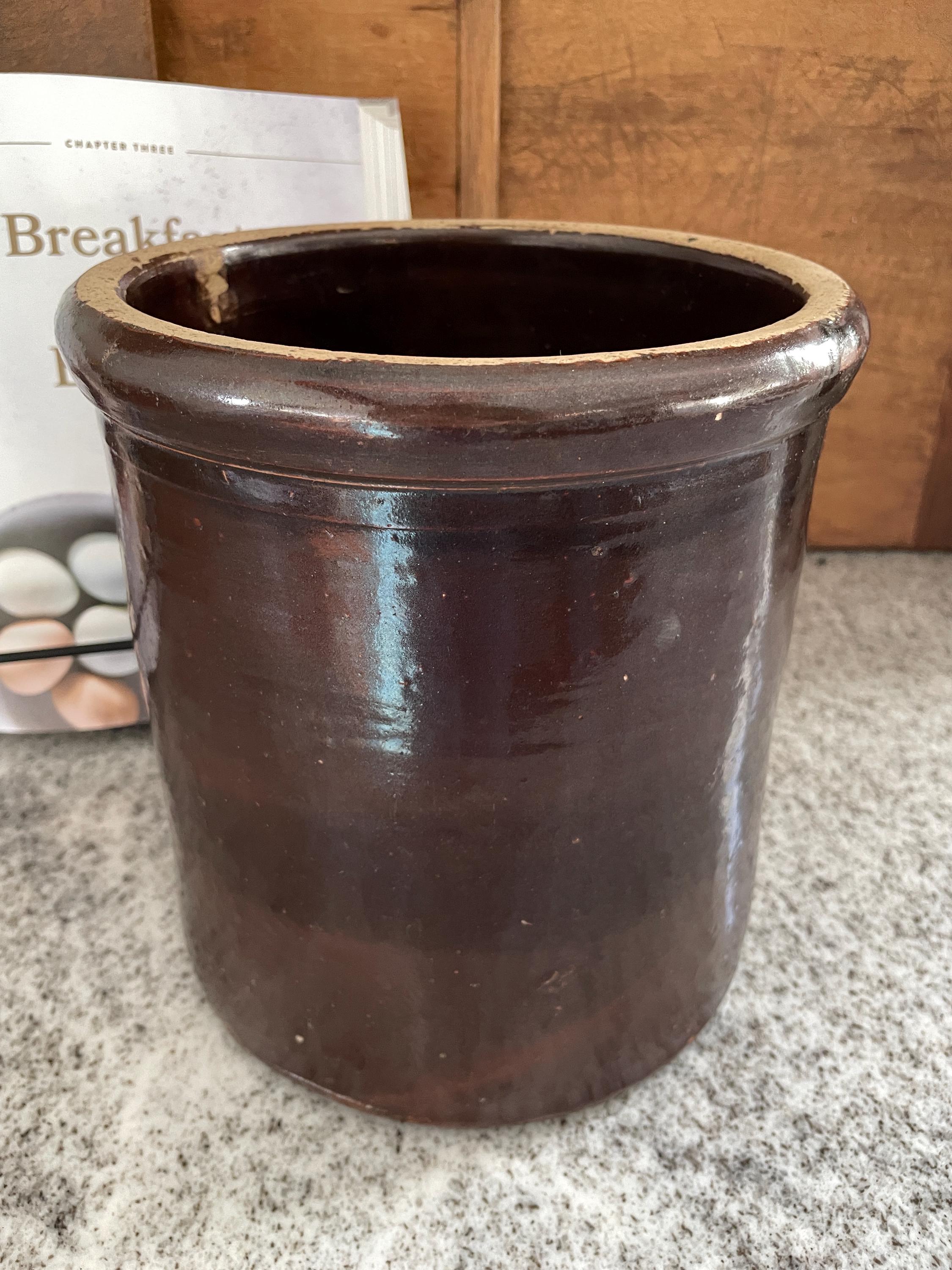 Brown Stoneware Crock, Antique Crock, Brown Crock, Crock, Kitchen Decor ...