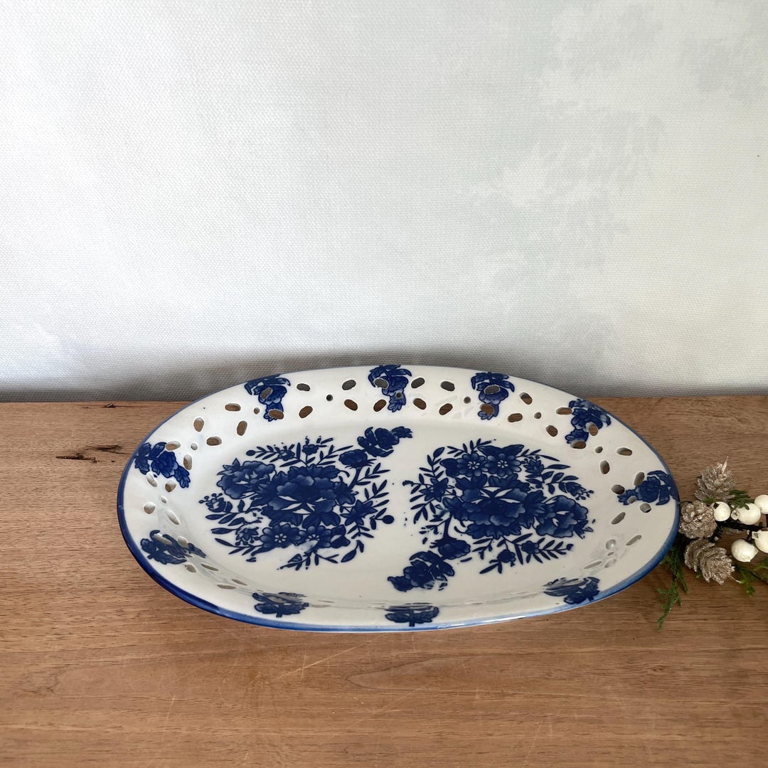 Small Platter, Blue and White Platter, Serving Platter, Blue and White ...