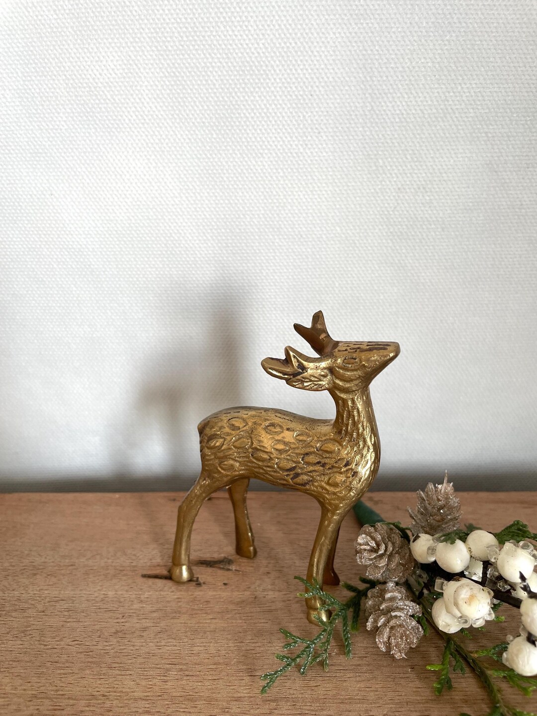 Mini Brass Deer Statue, Brass Deer Figurine, Vintage Deer, Vintage ...