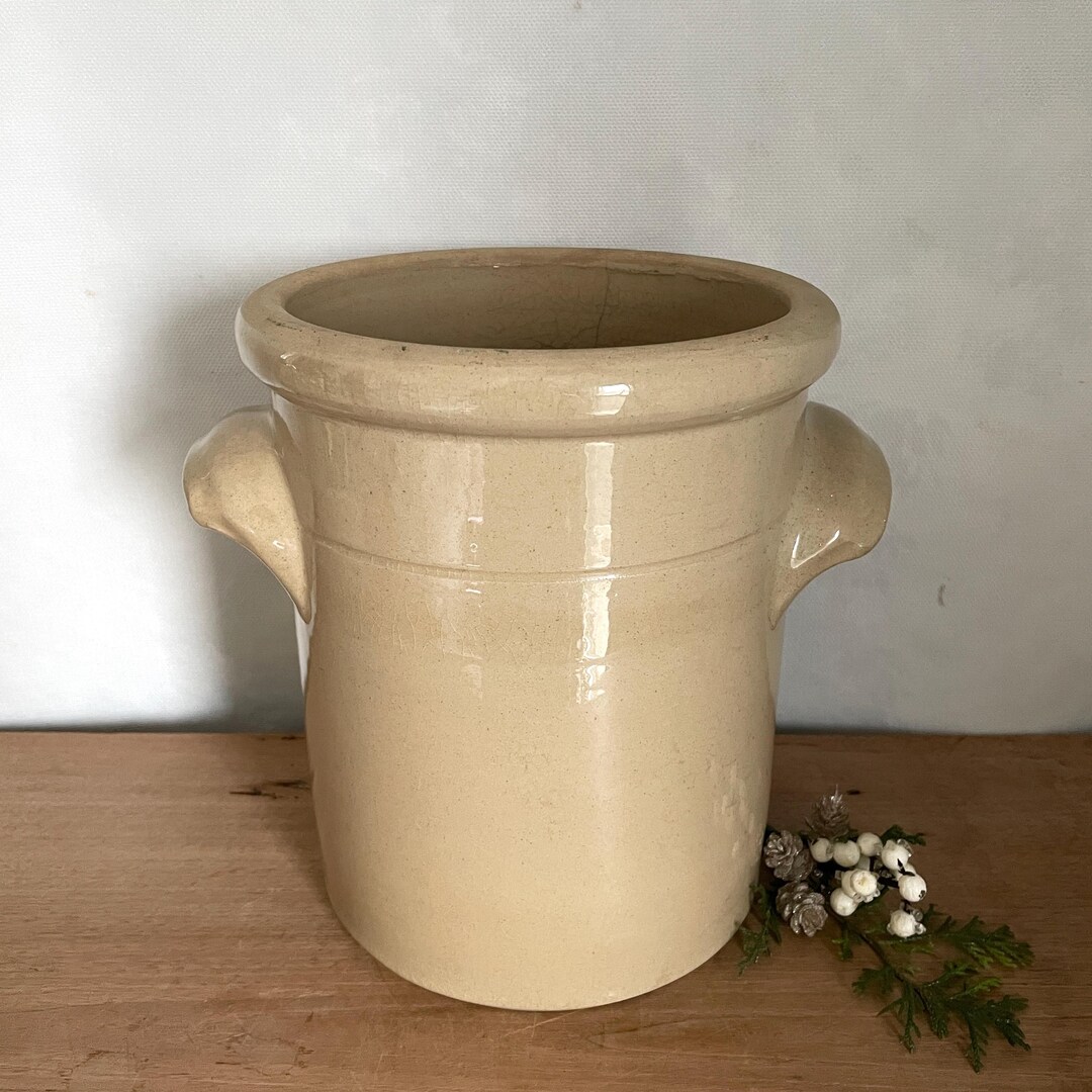 Handled Stoneware Crock, Handled Crock, Stoneware Jar, Salt Glazed ...