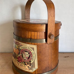 Vintage Apple Butter Bucket, Wood Firkin Bucket, Wood Bucket, Barrel ...