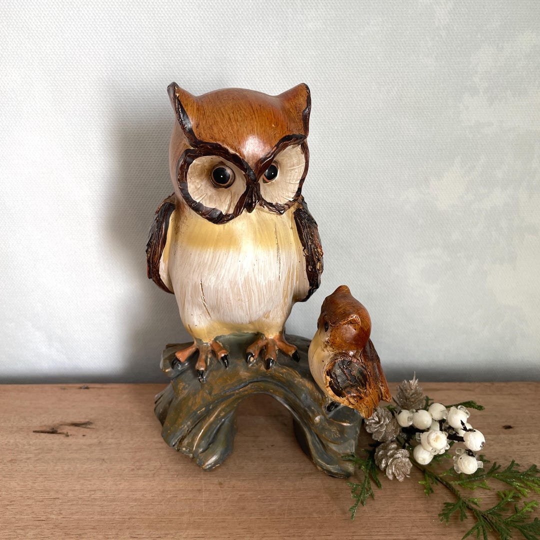Ceramic Owl Figurine Owl Statue Vintage Owl Statue Shelf Decor ...