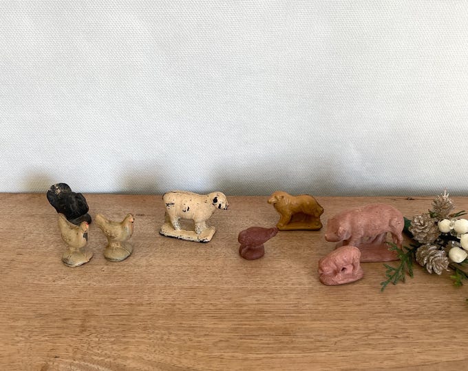 Set of 8 Farm Animal Figurines Vintage Toys Sheep Figurines Vintage ...