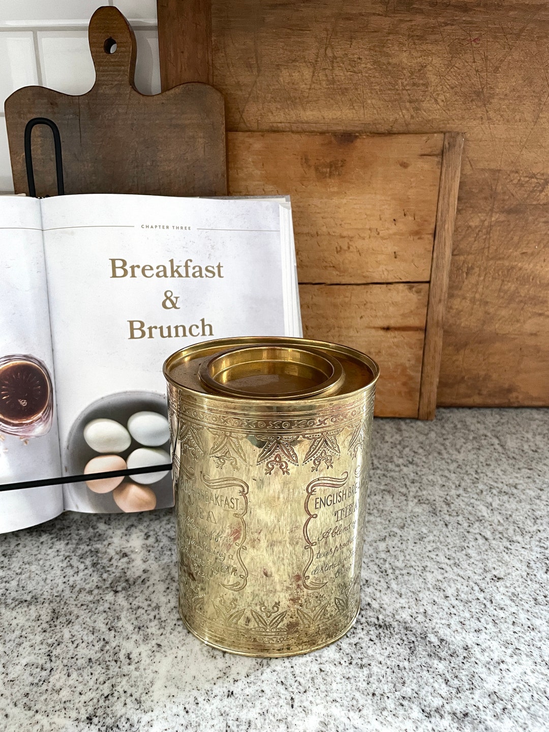 Brass Tea Tin, English Tea Tin, Tea Tin, Vintage English Tea Tin ...