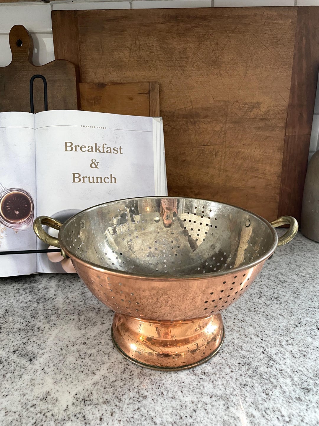 Vintage Copper Colander French Country Decor Primitve Kitchen ...